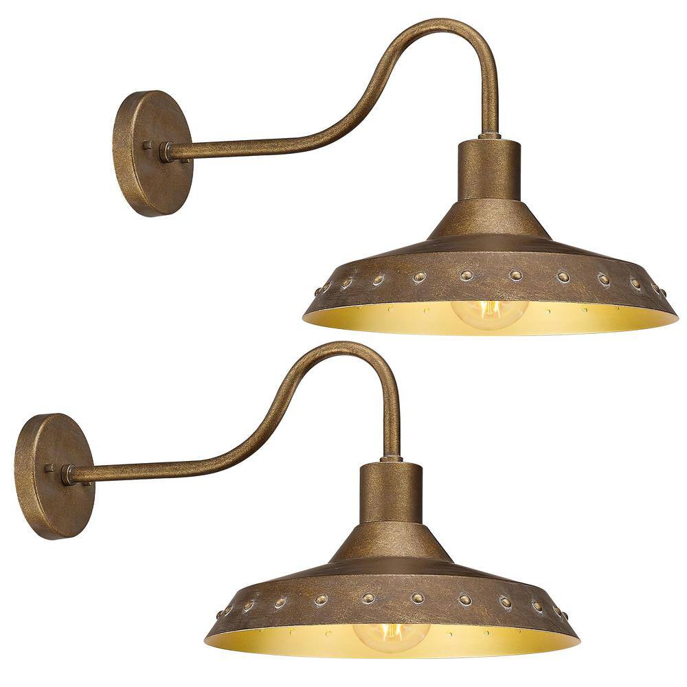 JAZAVA 16 in. Rust Copper Finish Outdoor Hardwired Wall Sconce Barn ...