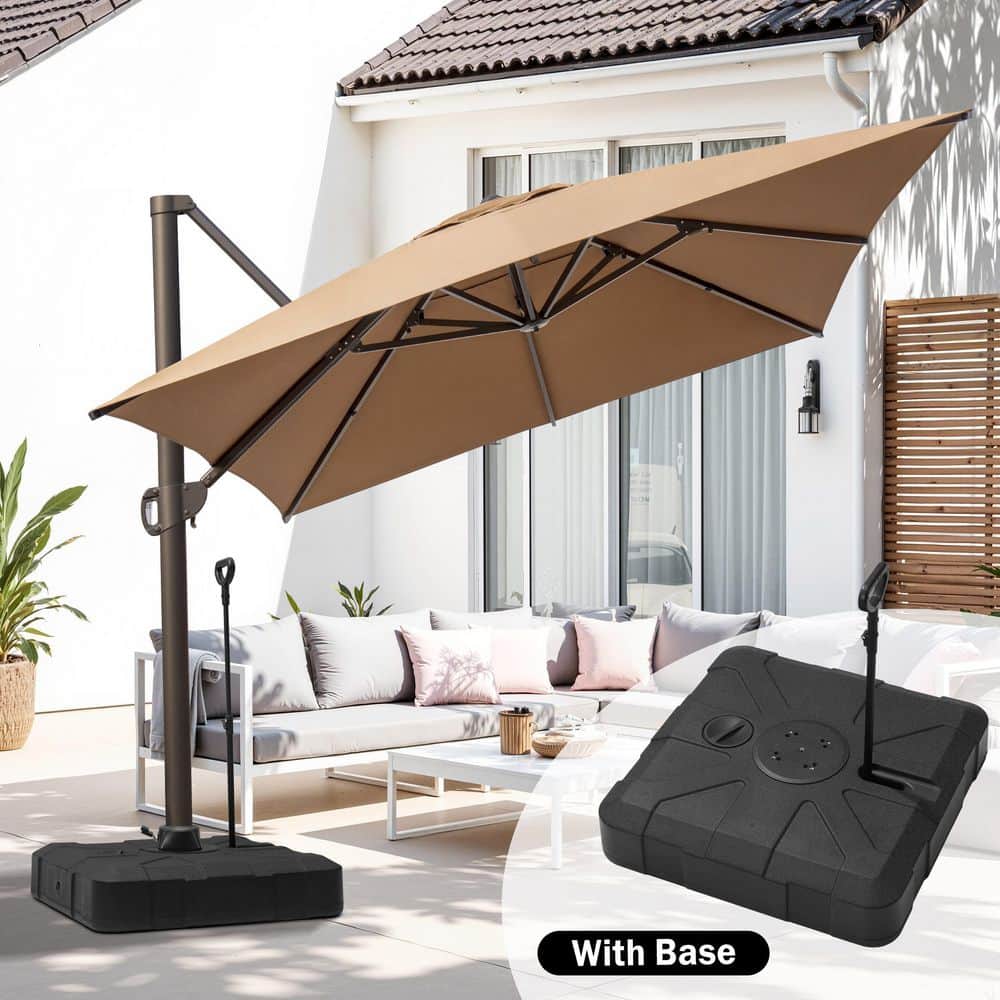 Crestlive Products Aluminum Patio Cantilever Umbrella in Tan Brown 13 ...