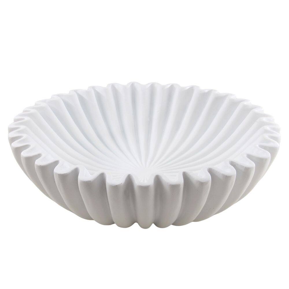 White Large Modern Decorative Ruffle Bowl for Fruit, Keys and Home ...