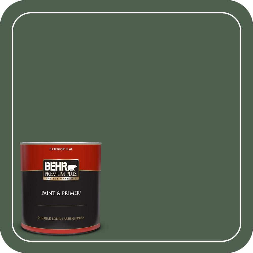 BEHR PREMIUM PLUS 1 qt. #450F-7 Hampton Green Flat Exterior Paint ...