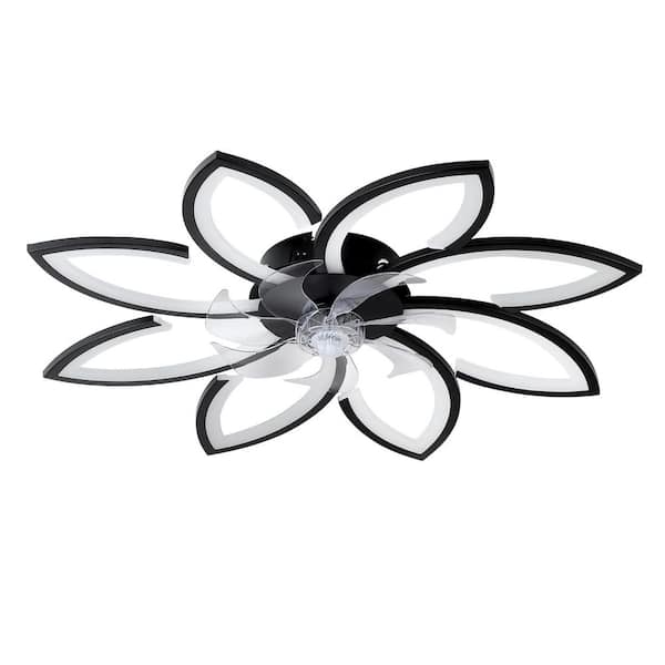 GCGAFUL 13 in. LED Indoor Black Clear Flush Mount Modern Propeller ...