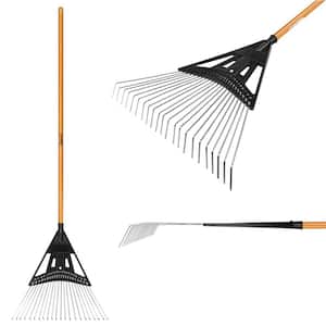 47 in. Wood Handle 24 in. Lawn Rake, 30 Gal. Paper Lawn Bags (20-Count ...