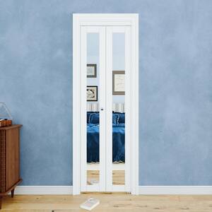 EH PUERTA 72 in. x 80 in. 1-Lite Mirrored Glass and Solid Core White ...