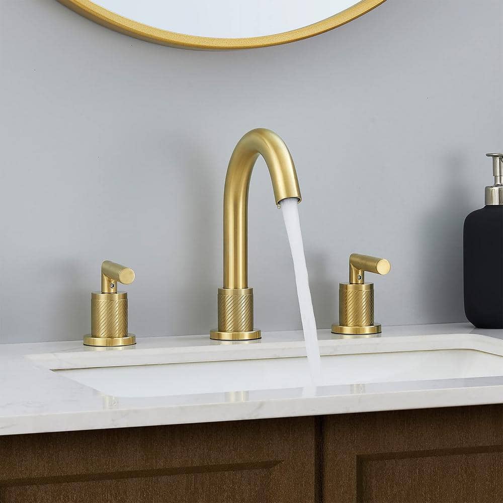 Staykiwi 8 in. Widespread Double Handle Bathroom Faucet in Brushed Gold ...