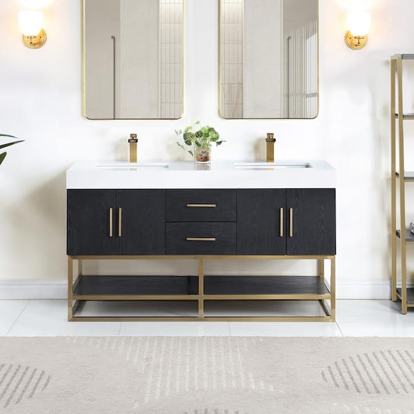 Altair Bianco 60 in. W x 22 in. D x 34 in. H Double Sink Bath Vanity in ...