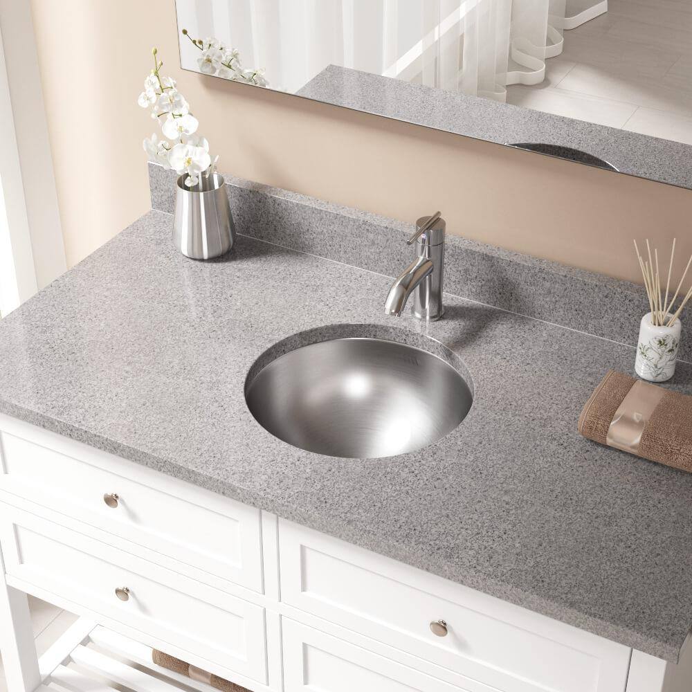 MR Direct Tri-Mount Bathroom Sink in Stainless Steel with Pop-Up Drain ...