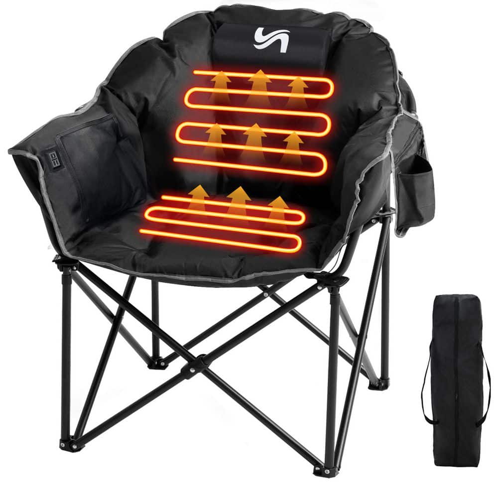 BOZTIY Oversized Heated Camping Chair with 3-Heat Levels Patio Lounge ...