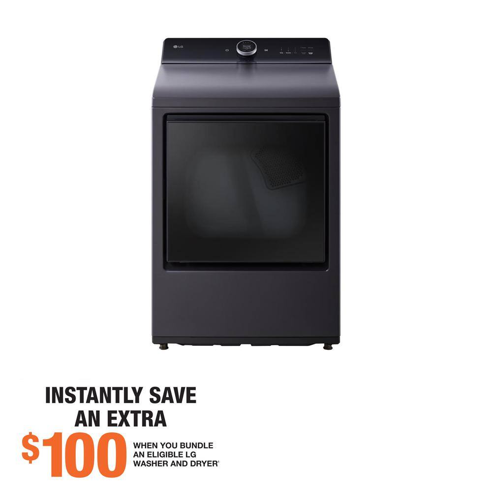 LG 7.3 cu. ft. Vented SMART Electric Dryer in Matte Black with EasyLoad ...