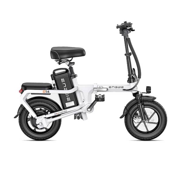 14 in. Adults White Lightweight and Foldable Electric Bike TOUTD1548 ...