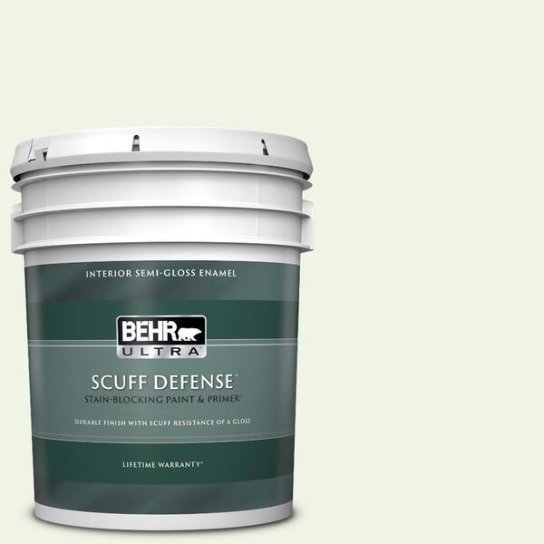 BEHR ULTRA 5 gal. #M370-1 Fresh Dew Extra Durable Semi-Gloss Enamel ...