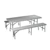 Office Star Products 3-Piece Grey Folding Table Bench Set QT3965 - The ...