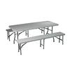 Office Star Products 3-Piece Grey Folding Table Bench Set QT3965 - The ...