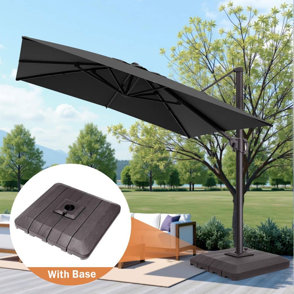 Pellebant 9 ft. x 11 ft. Aluminum Offset Cantilever 360° Rotation Crank ...