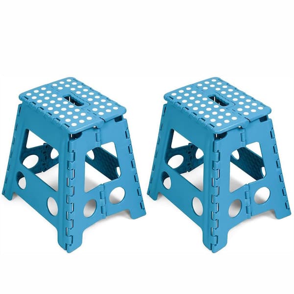 Amucolo Blue Folding Step Stools with Non-Slip Surface and Portable ...