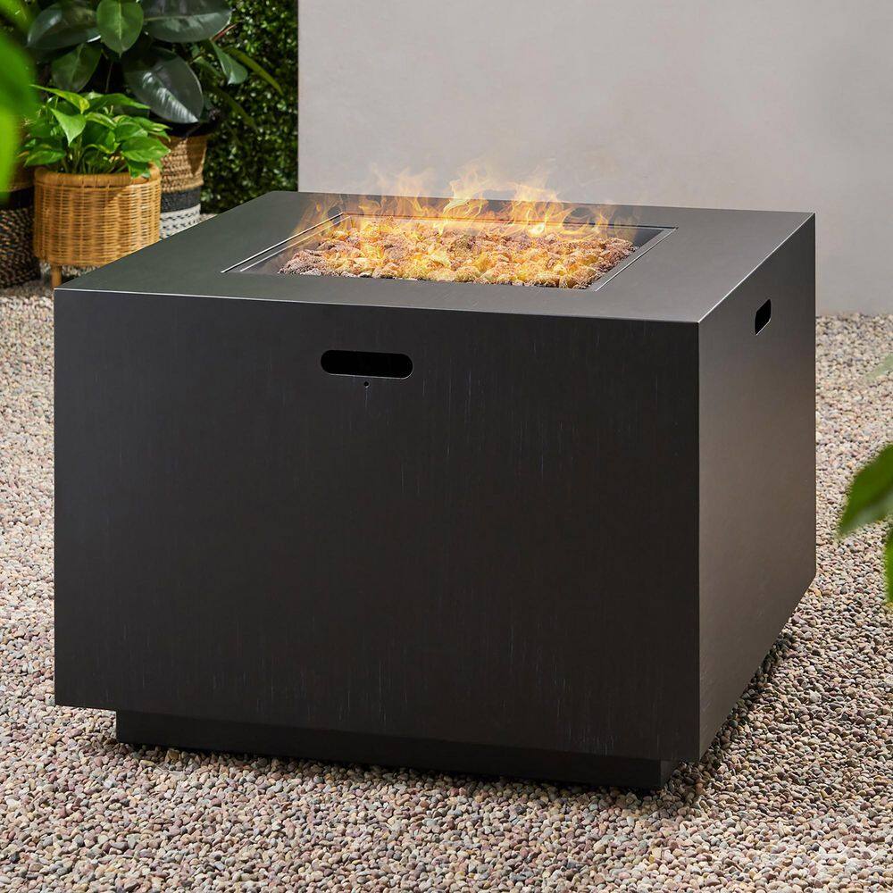 Coporesell 31 in. Dark Grey Square Propane Outdoor Fire Pit CLBCFP03DGR ...