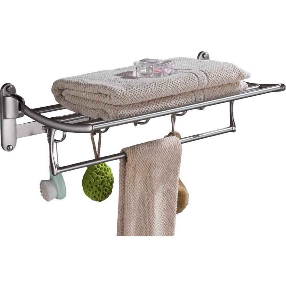 Dyiom Bathroom Rack With Foldable Towel Rack And Hook Wall Mounted ...