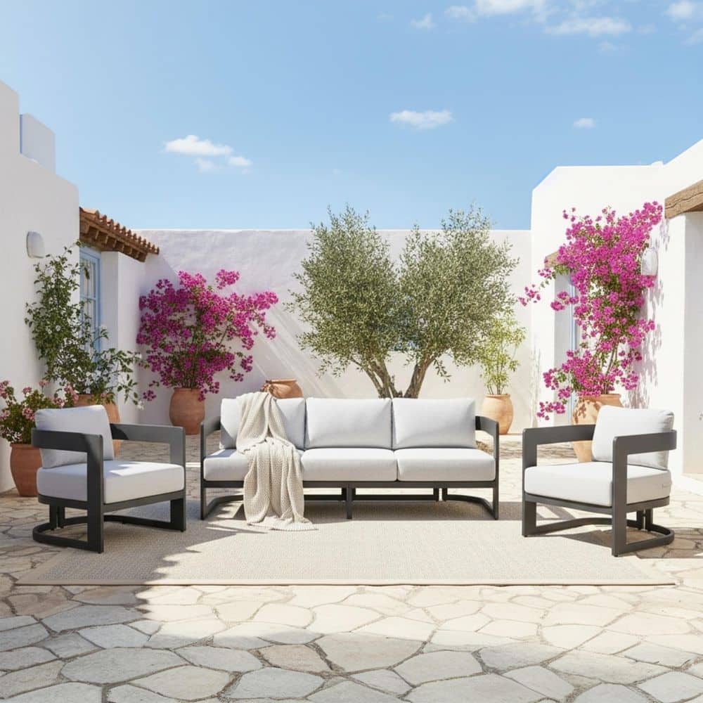 CHRISTOPHER KNIGHT HOME Ulvaro Modern Dark Grey Aluminum Outdoor Patio ...