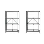 Sterilite Black 4-Tier Plastic Garage Storage Shelving Unit (14 in. W x ...