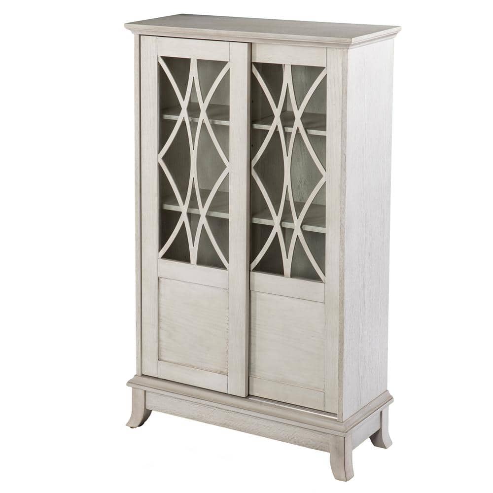 Southern Enterprises Bocking White Accent Cabinet with Sliding Door ...