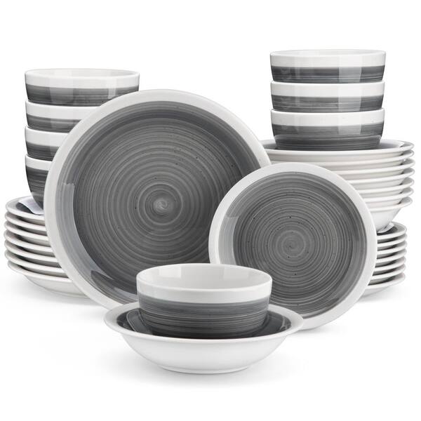 vancasso 32-Piece Vintage Gray Porcelain Dinnerware Set Service for 8 ...