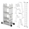 Angel Sar 12.5 ft. Reach 330 lb. Aluminium 7-in-1 Folding Ladder, Heavy ...