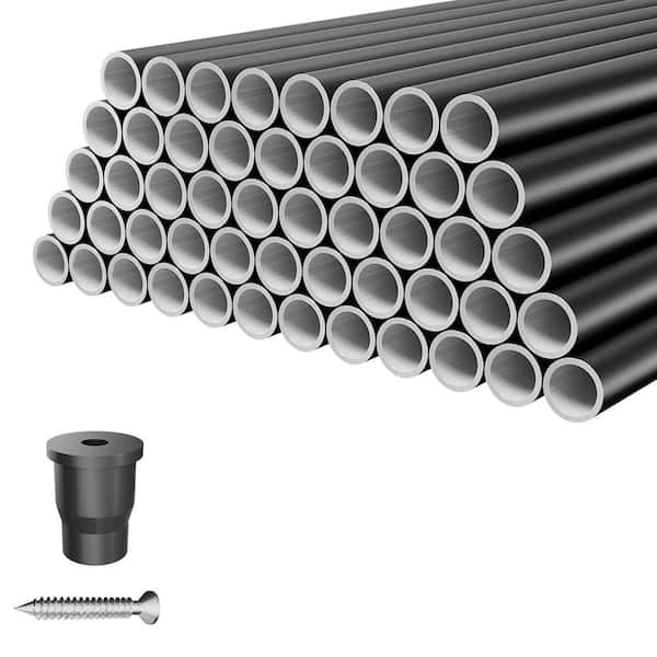 Afoxsos 36 in. H x 6.5 in. W Black Metal Stair Railing Kit for Deck ...