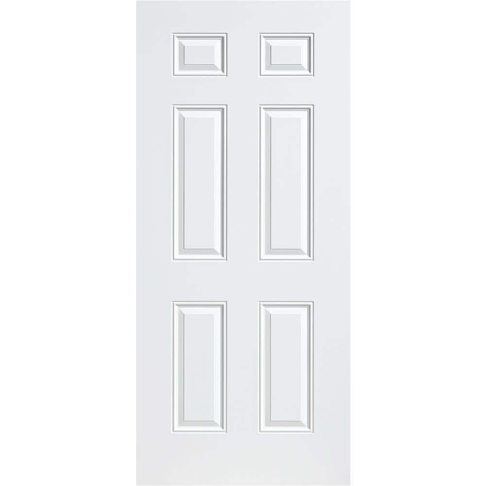 Masonite 36 in. x 80 in. Utility 6-Panel Right-Hand Inswing Primed ...