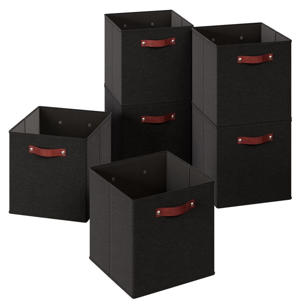 Ornavo Home Black 11 in. x 11 in. x 11 in. Linen Fabric Decorative ...