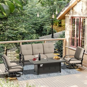 ULAX FURNITURE 6-Piece Aluminum Outdoor Conversation Set with Fire Pit ...