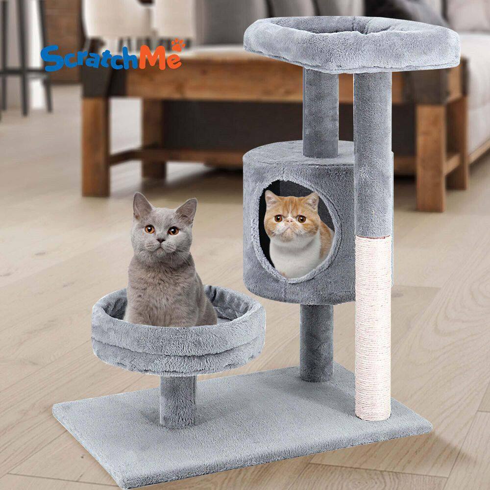 Foobrues Gray Cat Tree with Platform and Scratching Posts LNN-23173575 ...