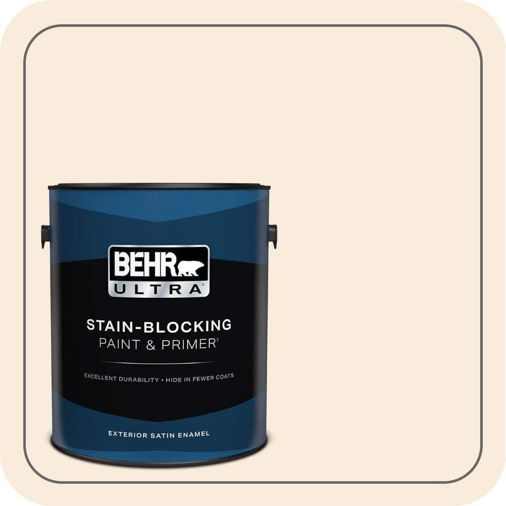 BEHR ULTRA 1 gal. #PPH-12 Ivory Satin Enamel Exterior Paint & Primer ...