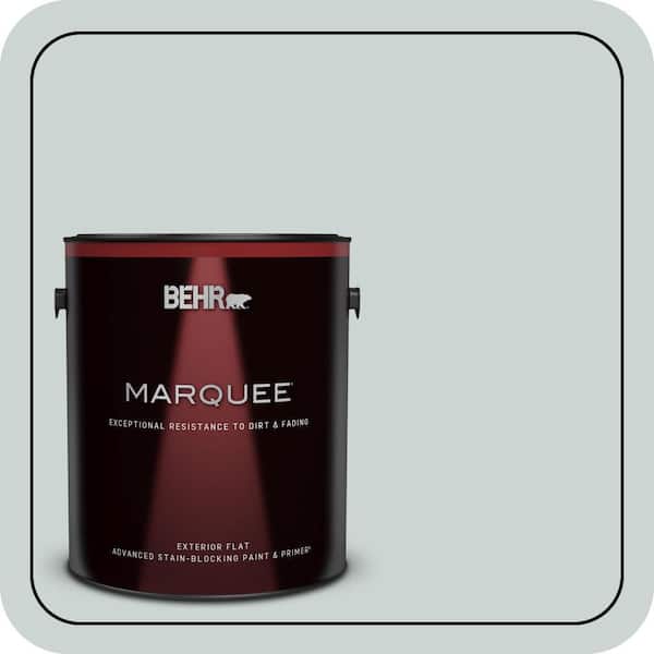 BEHR MARQUEE 1 gal. #ECC-34-1 Pacific Mist Flat Exterior Paint & Primer ...