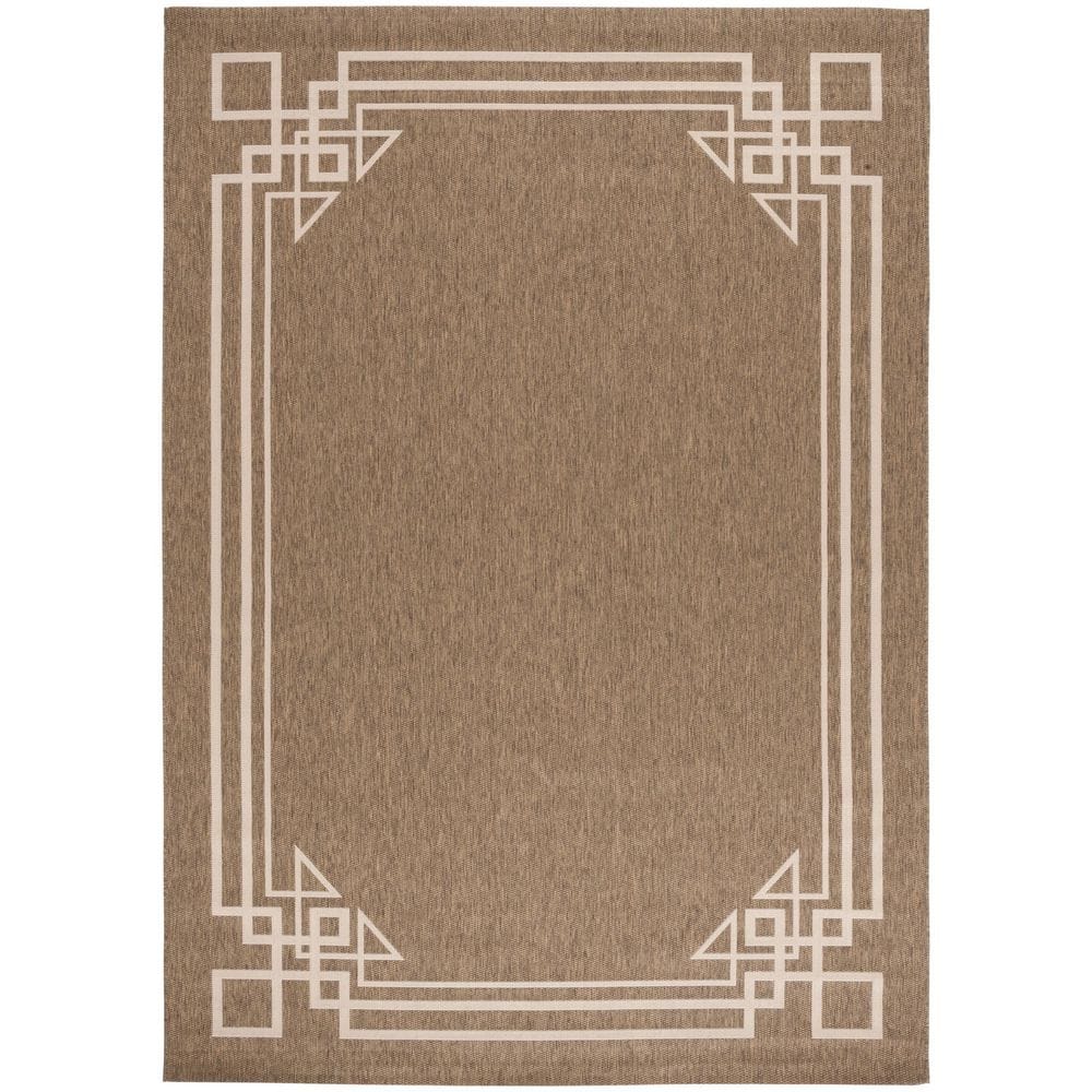 SAFAVIEH Courtyard Brown/Light Beige 8 ft. x 11 ft. Solid Geometric ...
