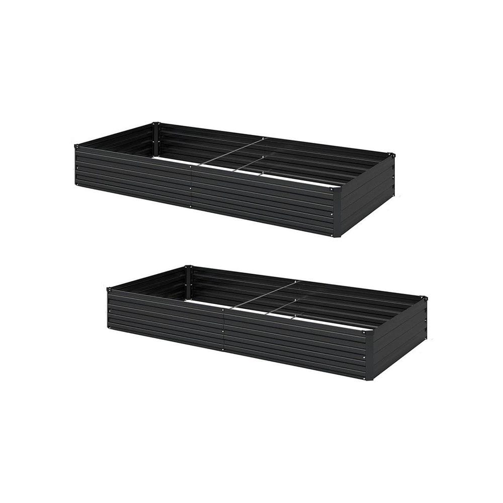 96 in. x 48 in. x 12 in. 2pcs Galvanized Raised Garden Bed, Outdoor ...