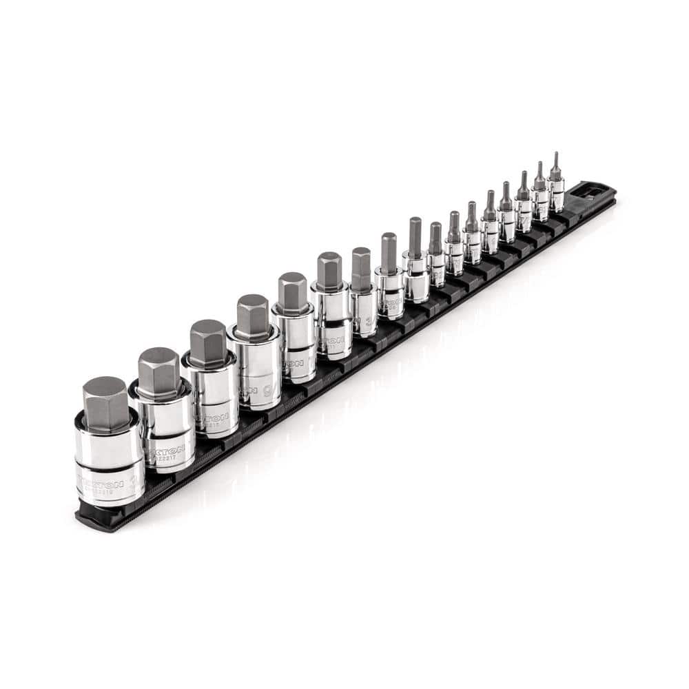 TEKTON 1/4,3/8,1/2 in. Drive Hex Bit Socket Set with Rail, 17-Piece (5/ ...