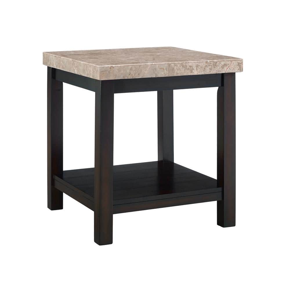 Picket House Furnishings Caleb 22 in. Espresso Square Marble End Table ...