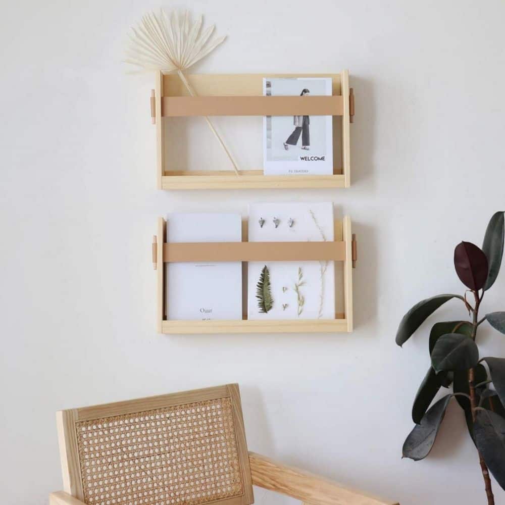 2 Pack Beige Modern Living 17. 3in x 10. 6in Wood Wall-Mounted Magazine ...