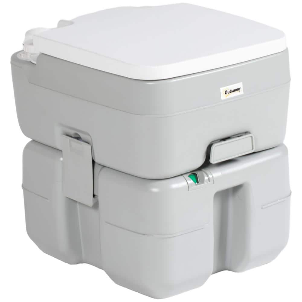 Outsunny 13 in. W x 15.7 in. D x 16.9 in. H Gray Portable Toilet for ...