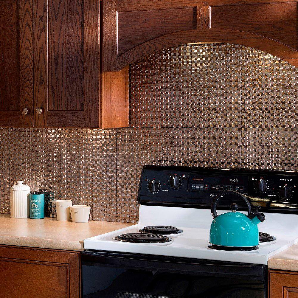 Fasade 18.25 in. x 24.25 in. Brushed Nickel Terrain PVC Decorative Tile ...