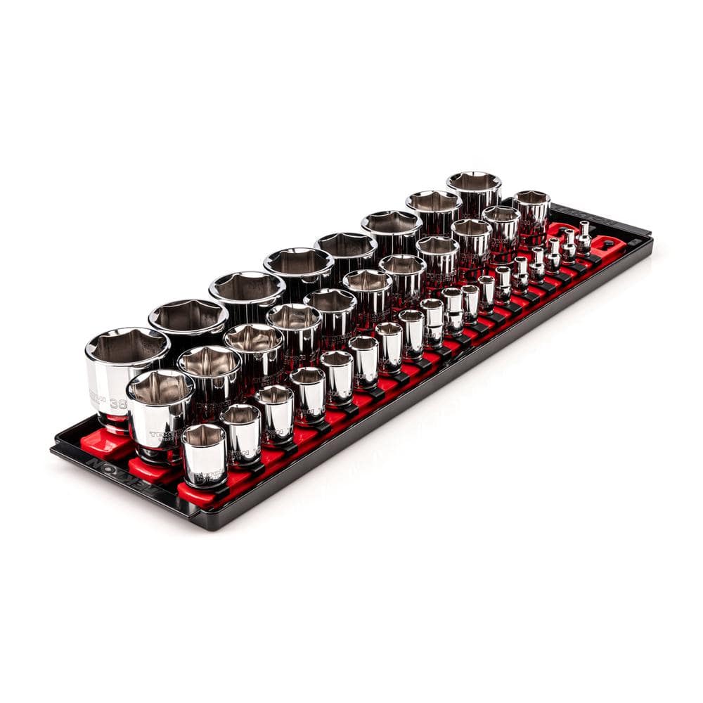 TEKTON 1/4,3/8,1/2 in. Drive 6-Point Socket Set with Rails, 37-Piece (4 ...