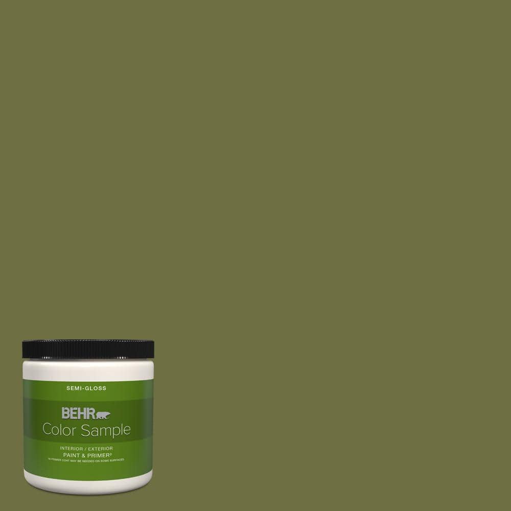 BEHR PREMIUM PLUS 8 oz. #M340-7 Classic Avocado Semi-Gloss Interior ...