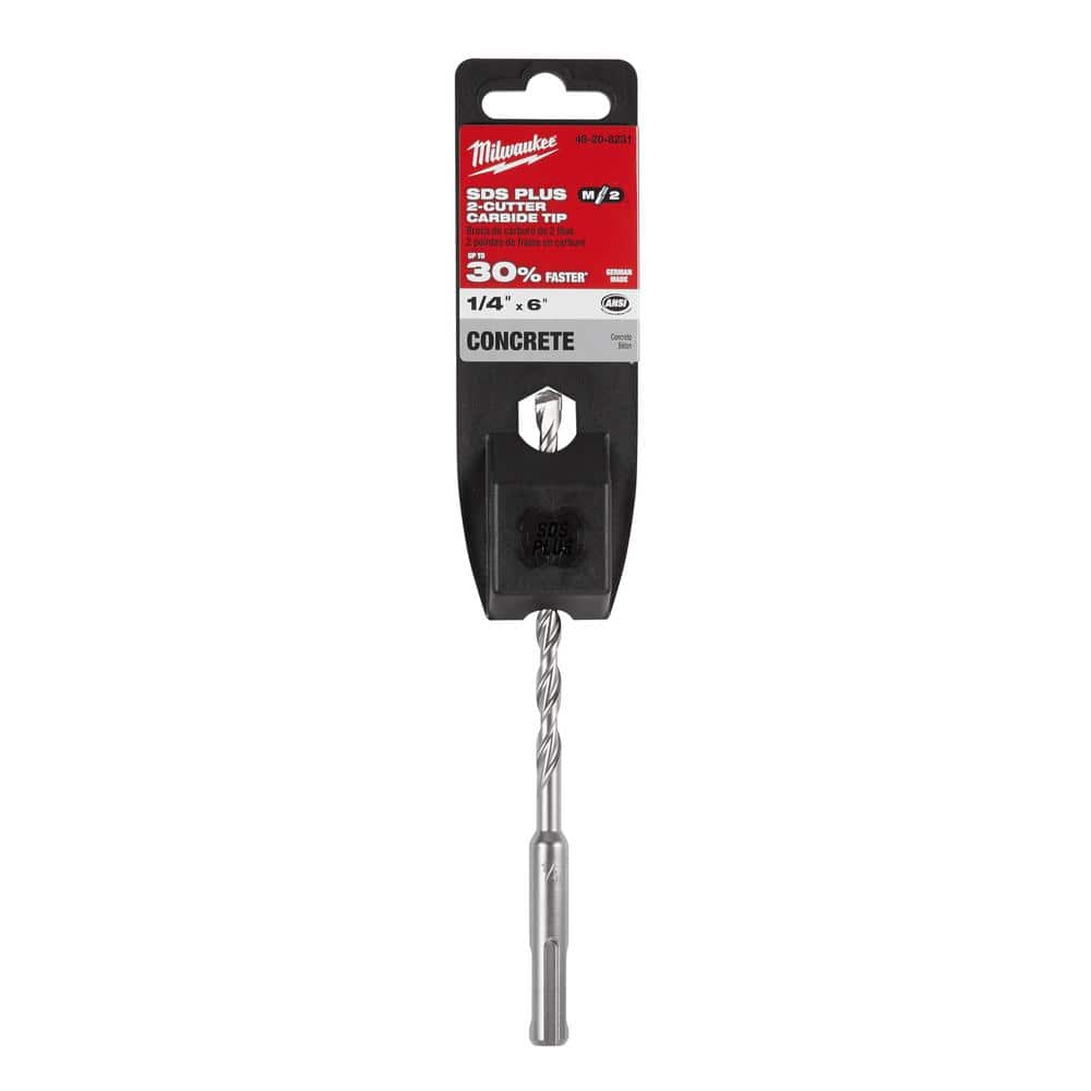 Milwaukee 1/4 in. x 6 in. 2-Cutter SDS-PLUS Carbide Drill Bit 48-20 ...
