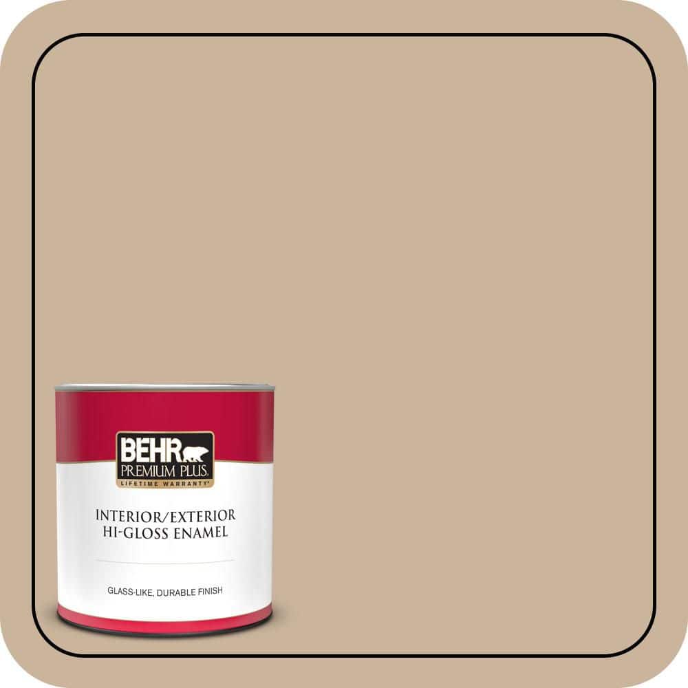 BEHR PREMIUM PLUS 1 qt. #PPU4-07 Mushroom Bisque Hi-Gloss Enamel ...