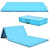 HONEY JOY Blue 48 in. x 96 in. x 2 in. Gymnastics Mat Thick Folding ...