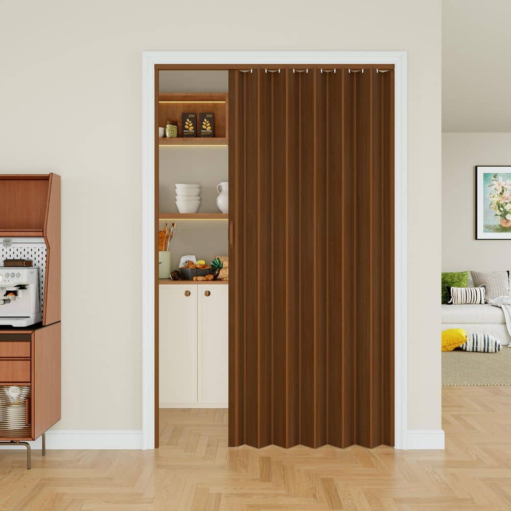 ARK DESIGN Blackout Door 48 in. x 80 in. Walnut Vinyl PVC Accordion ...