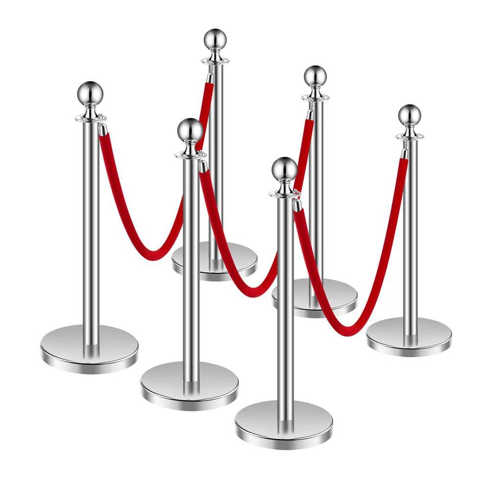 SKYSHALO Stanchions and Velvet Ropes 6Pcs, Crowd Control Barriers ...