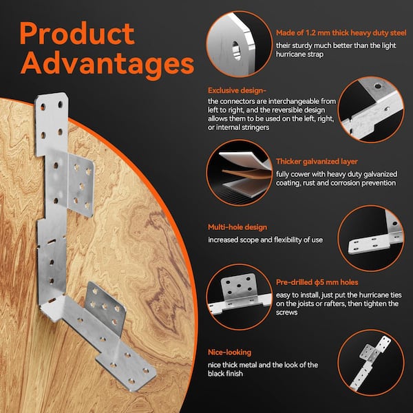 NVNOO Heavy Duty 18 Gauge Adjustable Stair Stringer Hanger Bracket for ...