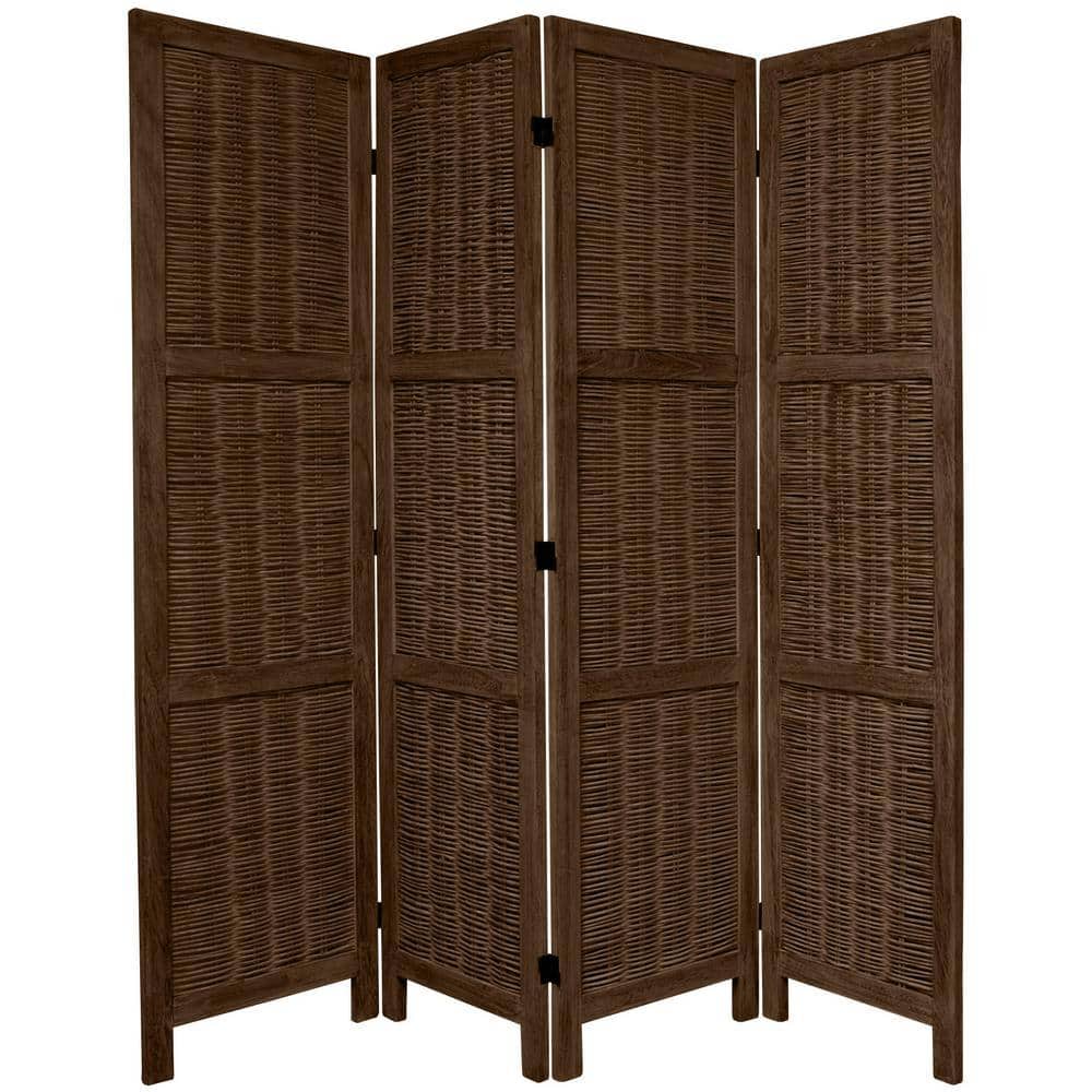 RED LANTERN 5.5 ft. Burnt Brown Matchstick 4-Panel Room Divider FJ ...