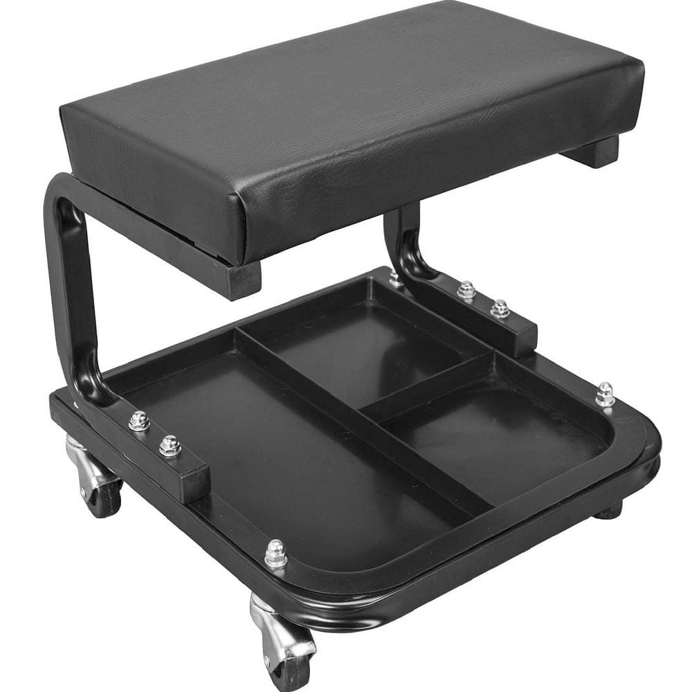 Torin Rolling Creeper Garage/Shop Seat: Padded Mechanic Stool with Tool Tray Storage, Black ...