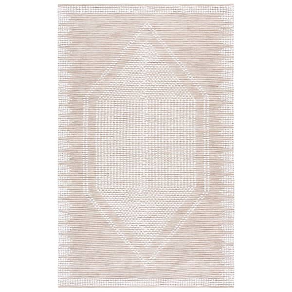 SAFAVIEH Montauk 5 ft. x 8 ft. Beige/Ivory Oversized Diamond Area Rug ...